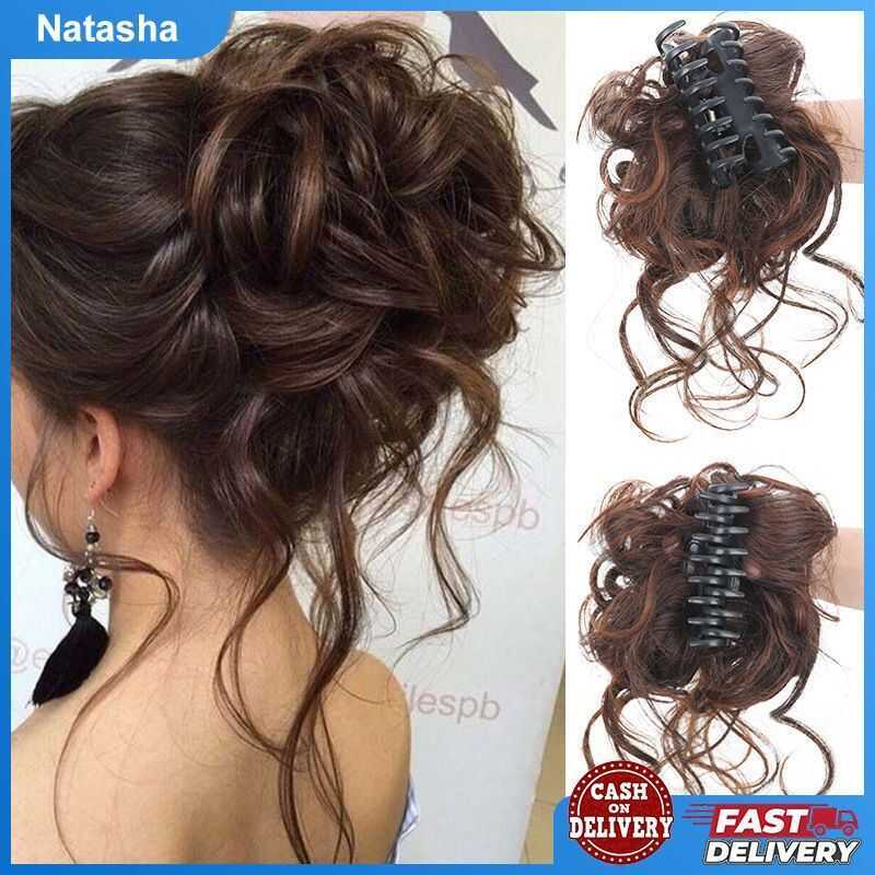 Messy Curly Wigs For Women Wig Bun Hairpin Bud Hair Claw Clip C54 ...