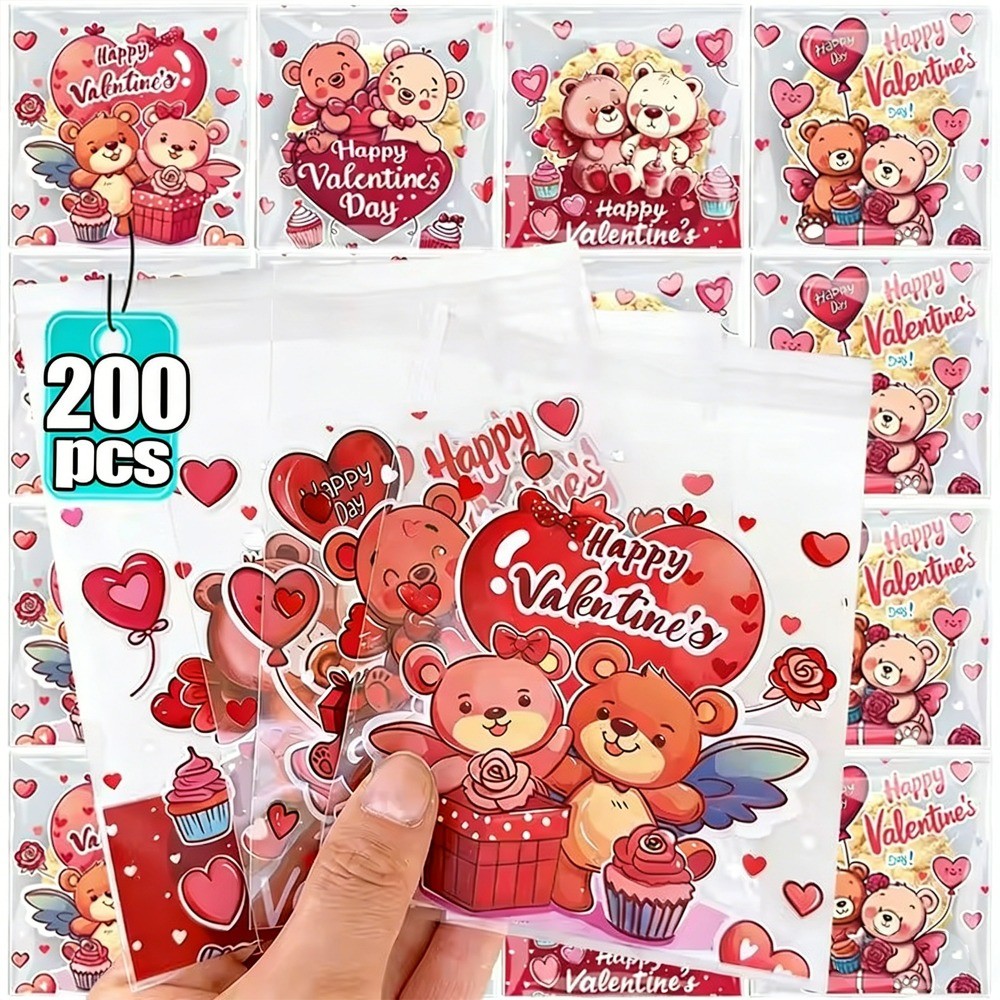 [H&L]OPP Material Bags Set Red Pink Color Scheme with Heart Elements ...