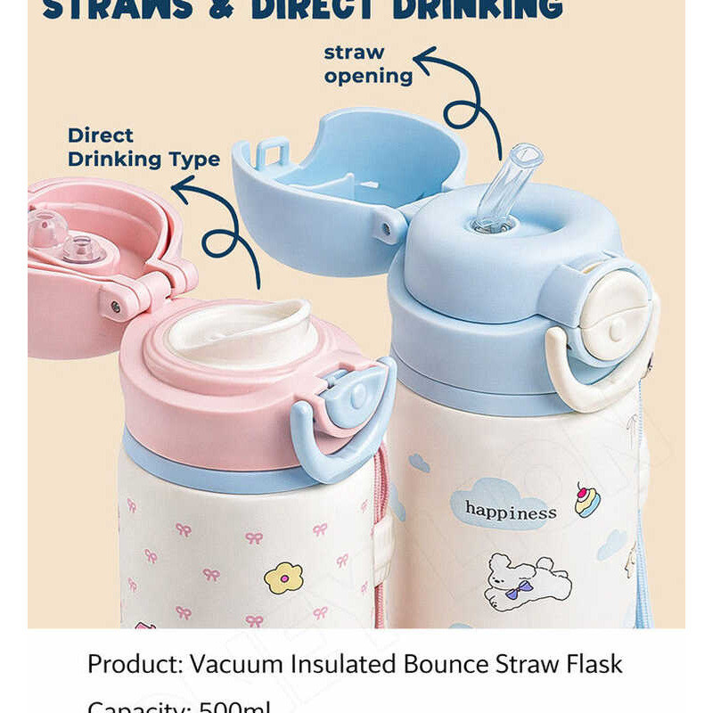 Water Double Kids 500ML Bottle Drink | Straw & Direct Sip Modes | 100% ...