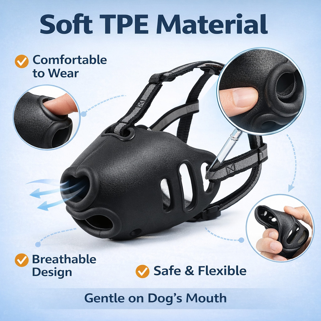 Dog Muzzle for Large Dogs | Adjustable TPE Soft Muzzle Mask | Anti Bite ...