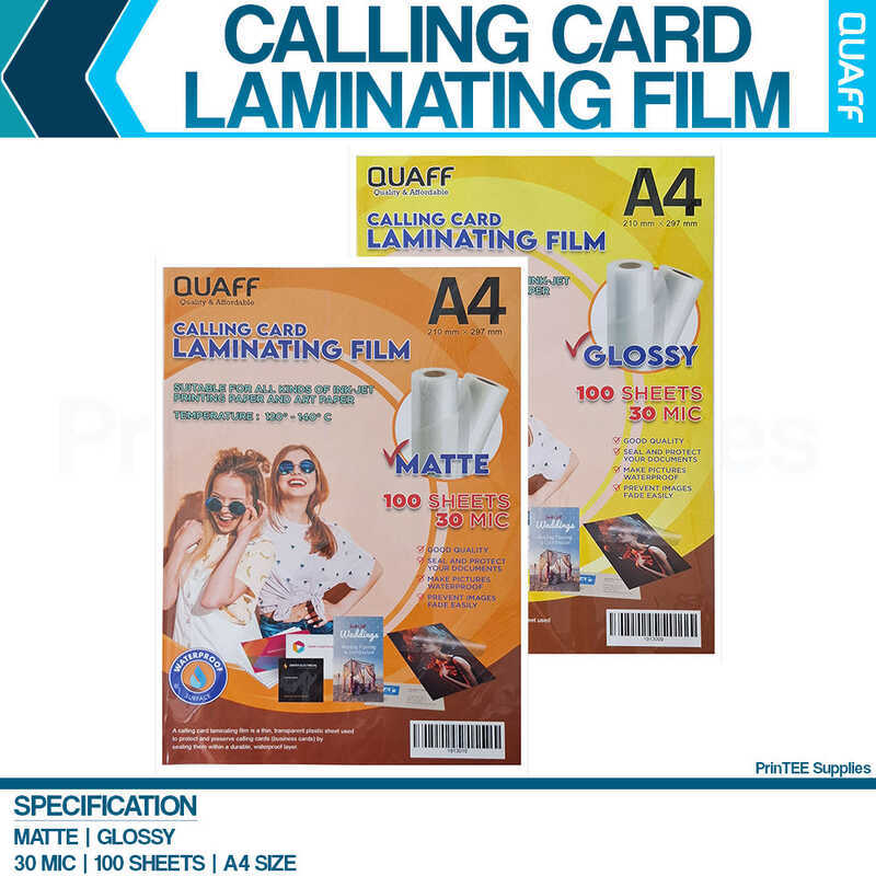 Printee - QUAFF A4 Size Calling Card Laminating Film Glossy & Matte ...