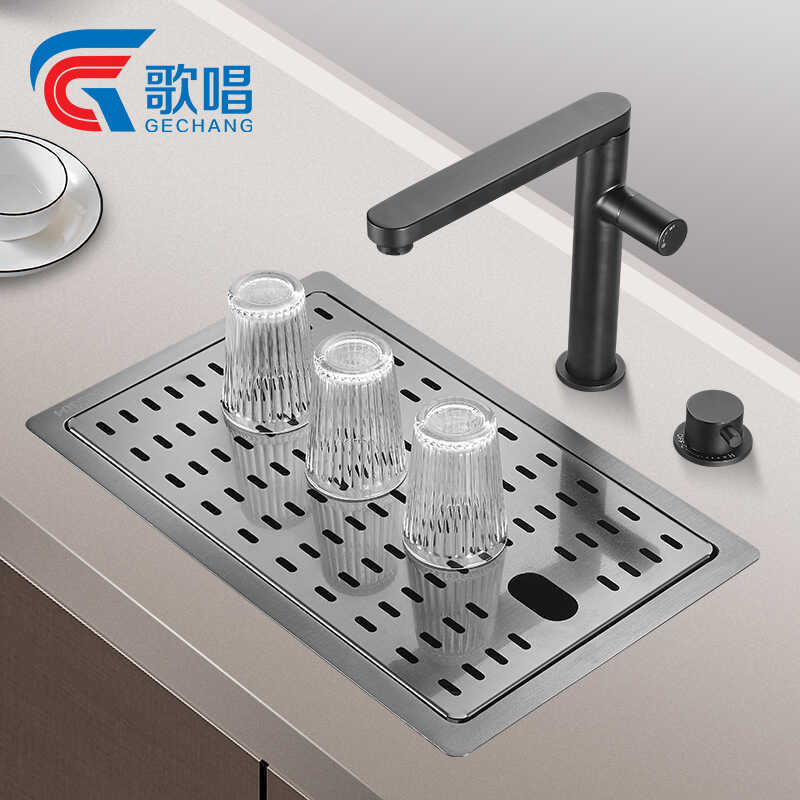 Singing Invisible Hidden Island Bar Sink Mini Single l Black Stainless ...