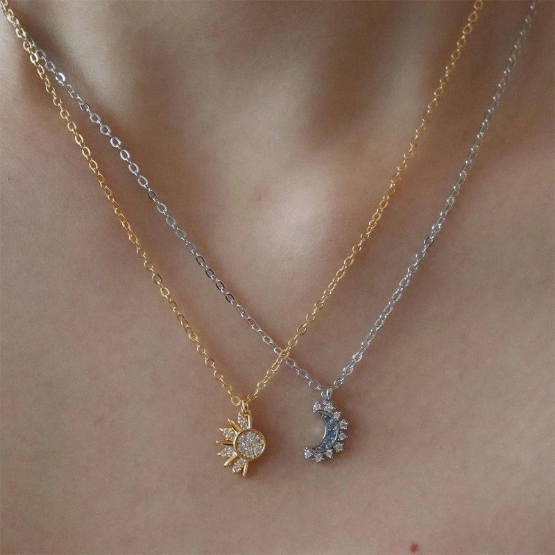 2Pcs/set Magnetic Couple Matching Necklace Sun Moon Heart Shape Jewelry ...