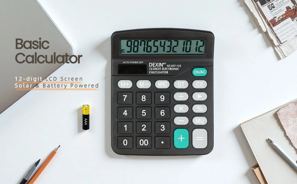 12-Digit Office scientific Calculator Dual Power Lightweight Portable ...