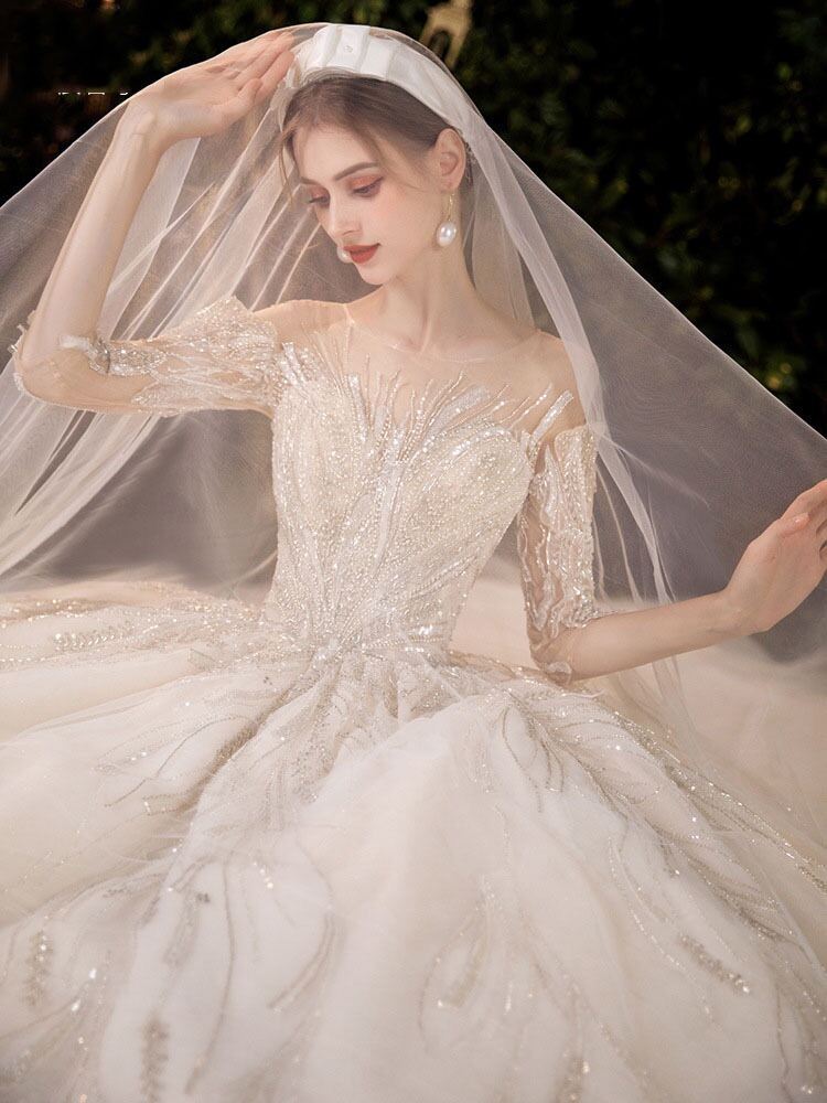 Long Sleeve Wedding Dress Forest Fantasy Fairy Tale Gown for Bride ...