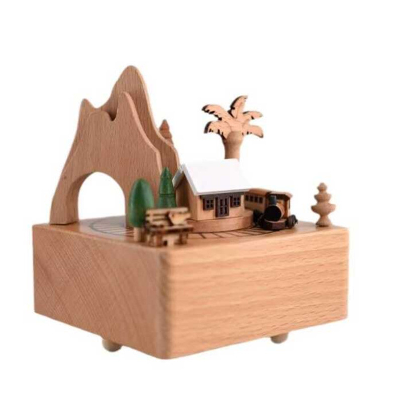 Wooden Handicraft Creative Gift Small Train Music Box | Shopee Philippines