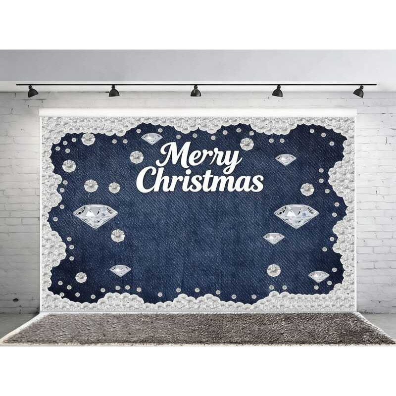 5X3ft Diamond Denim Merry Banner Backdrop For Photography Jeans Inlaid ...
