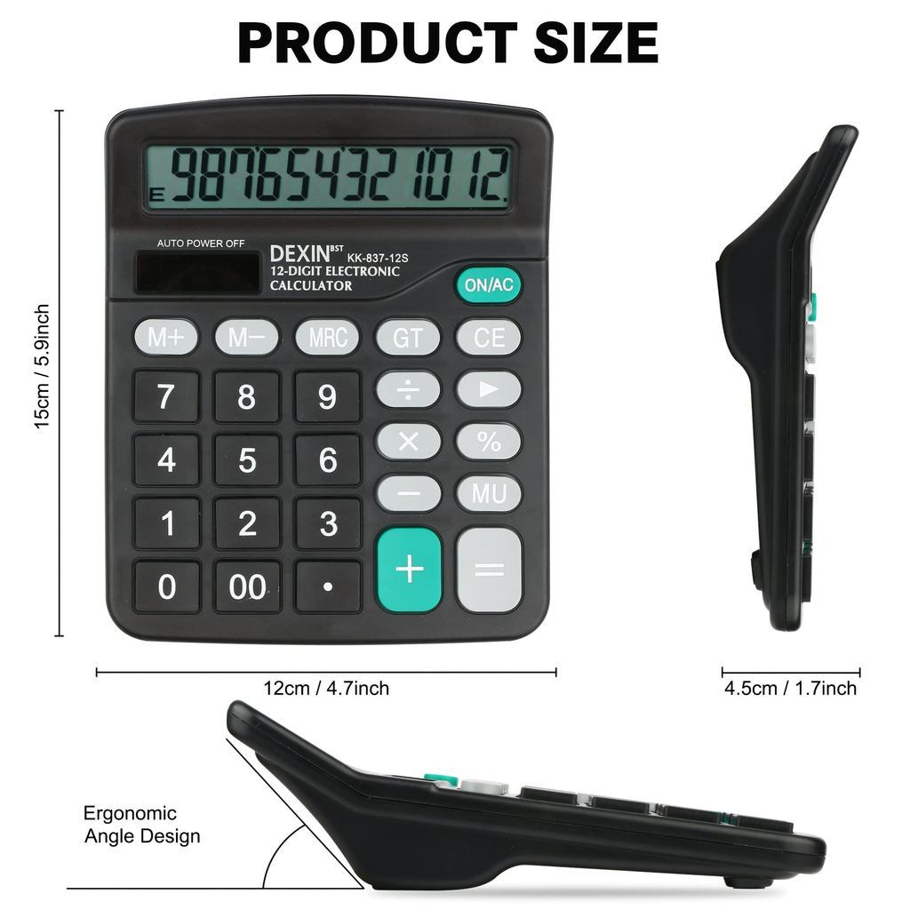 12-Digit Office scientific Calculator Dual Power Lightweight Portable ...