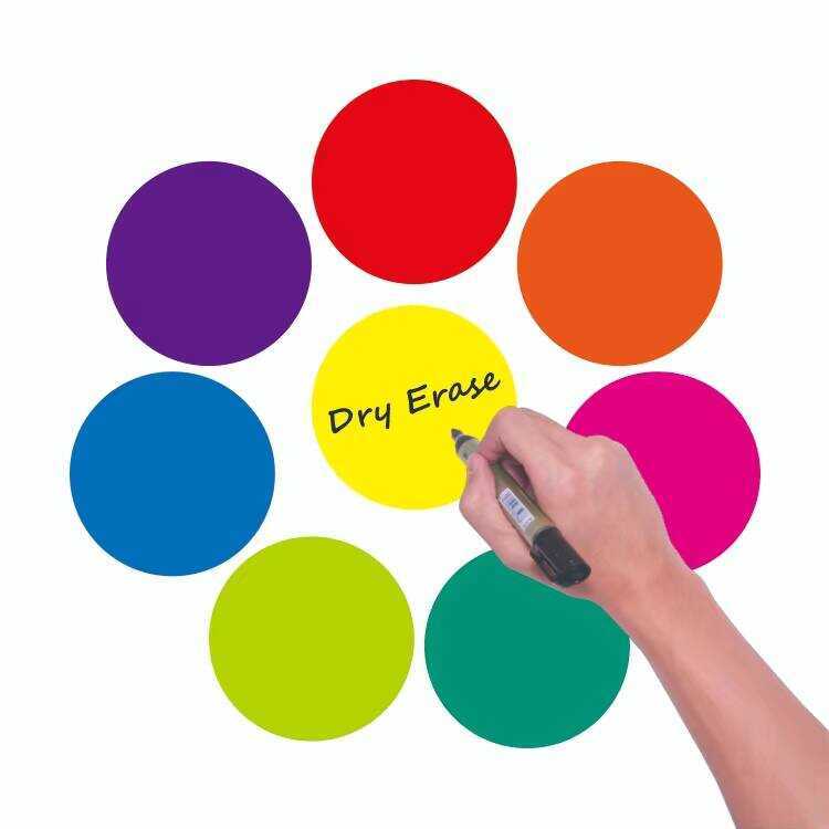 Children's Writable Dry Erase Circle Color Coding Decorative Stickers ...