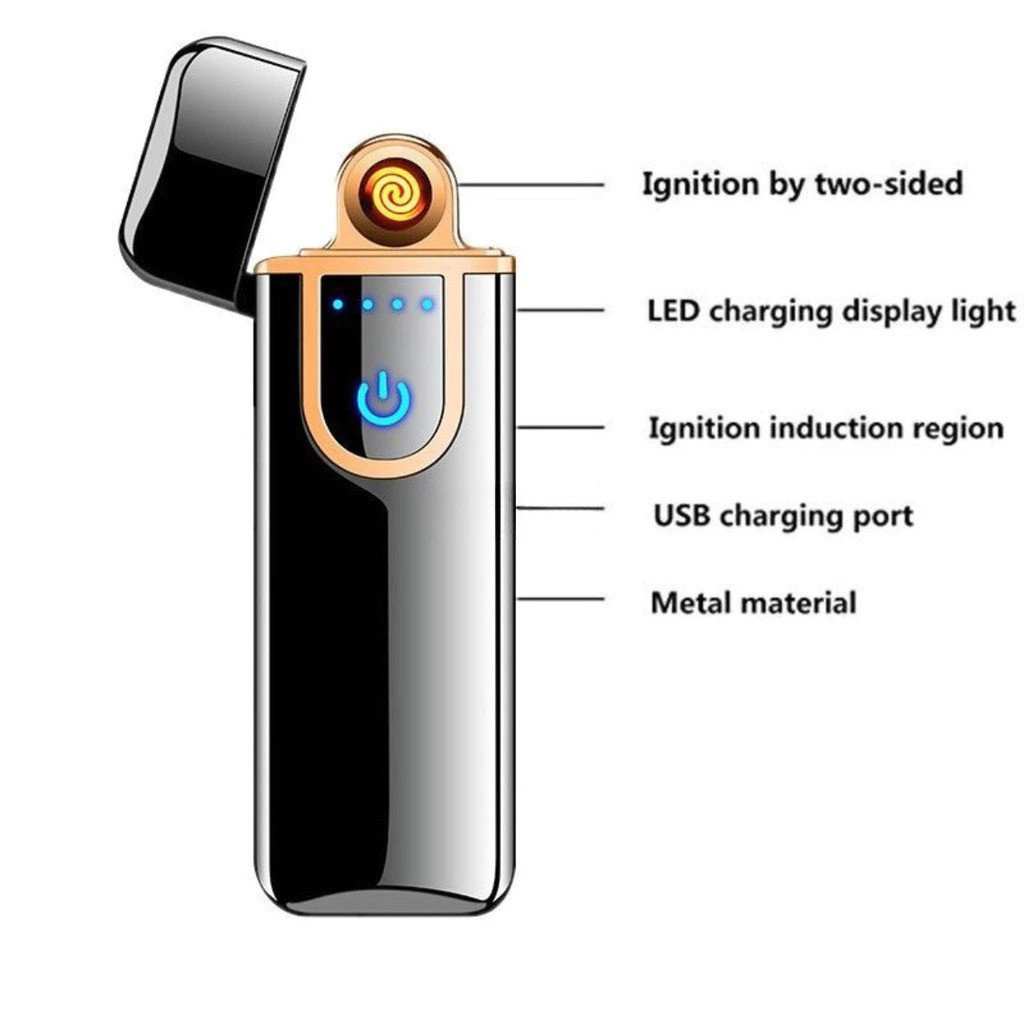 USB rechargeable lighter fingerprint Double-sided windproof coil ultra ...
