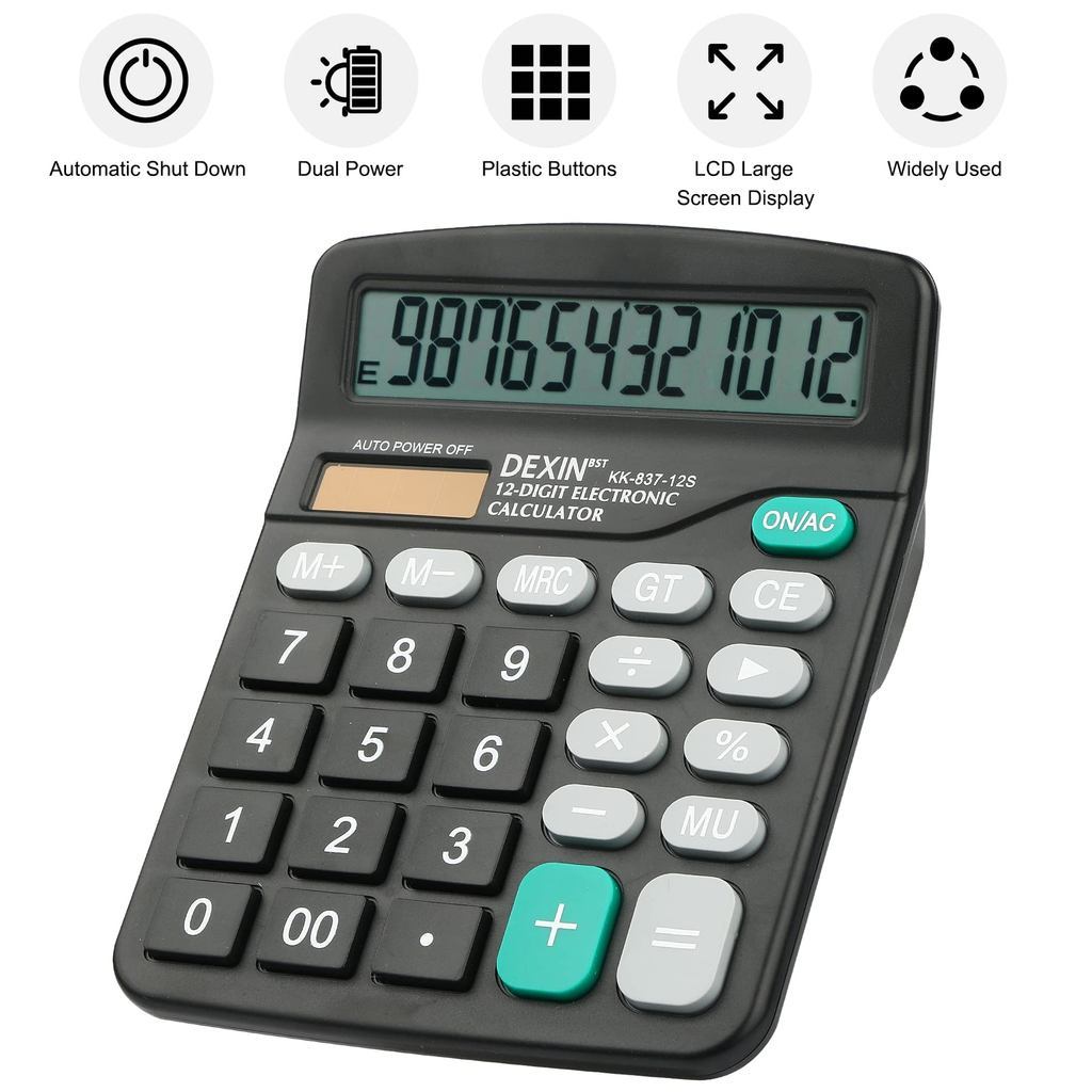 12-Digit Office scientific Calculator Dual Power Lightweight Portable ...