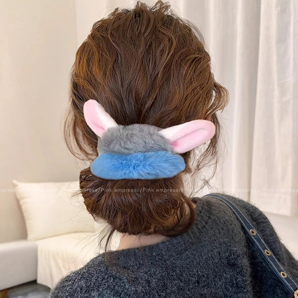 Cartoon Color Matching Animal Ears Plush Scrunchy Hair Tie Cute Hair ...