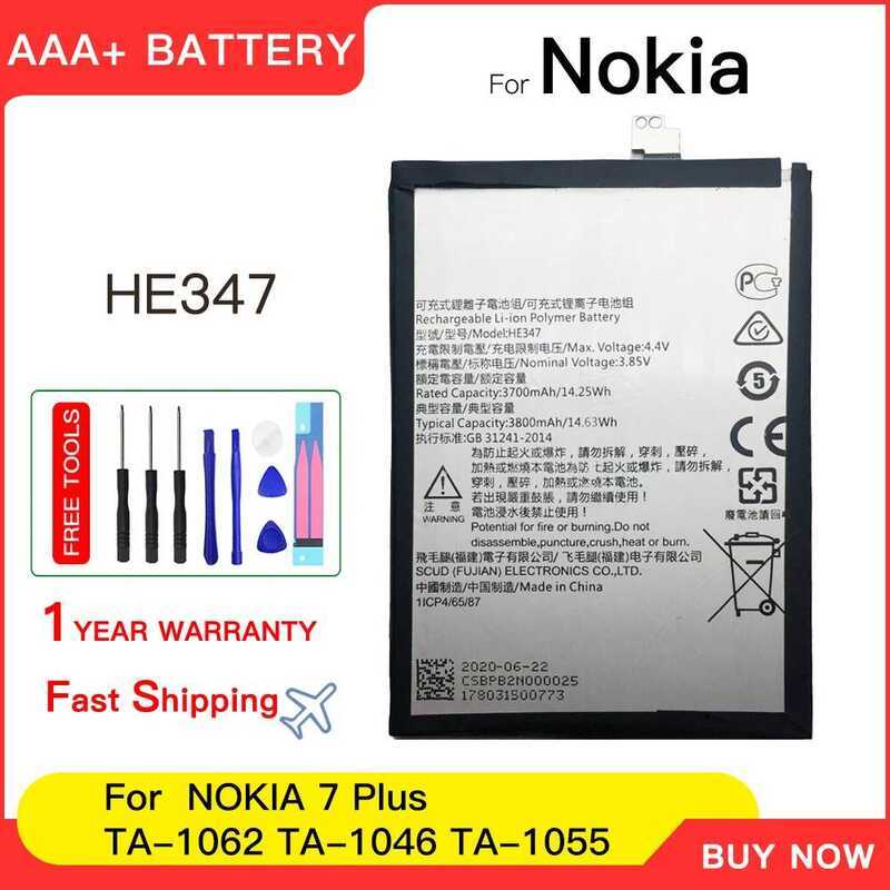6E Genuine 2 He347 5300Mah Battery For Nokia 7 Plus / Ta-1062 Ta-1046 ...