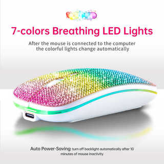 Rainbow Color Mouse 2.4GHz + Bluetooth 5.2 Dual Mode Wireless Mouse ...