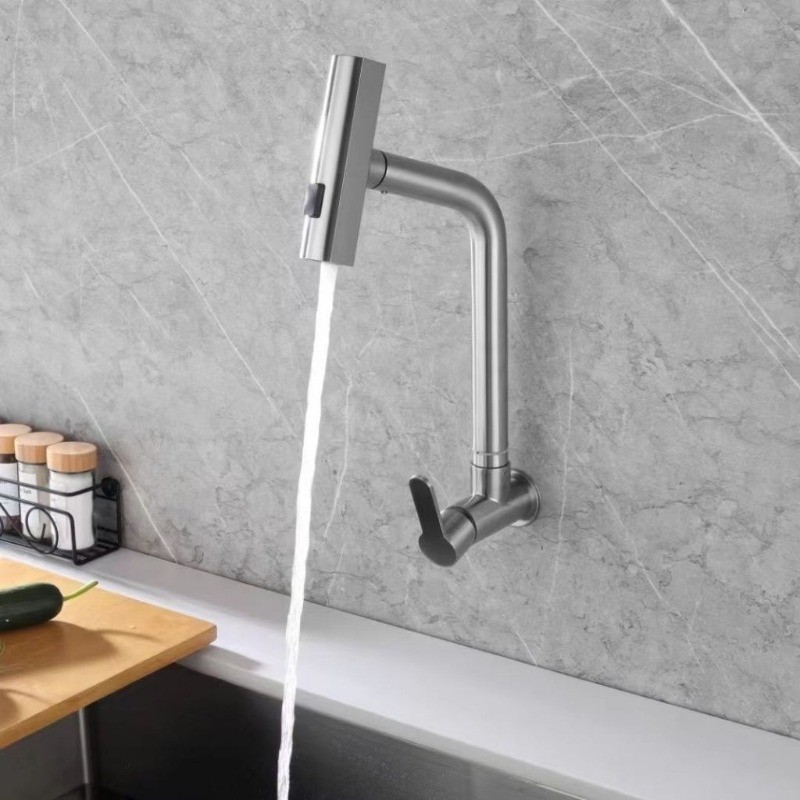 Faucet Cold Water Tap Rotatable Durable Easy Kitchen Faucet Stainless ...