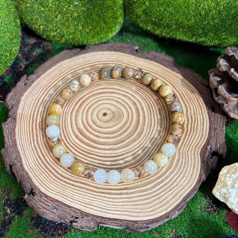 Citrine Stone Beaded Bracelet Jewelry for Abundance and Success Unisex ...