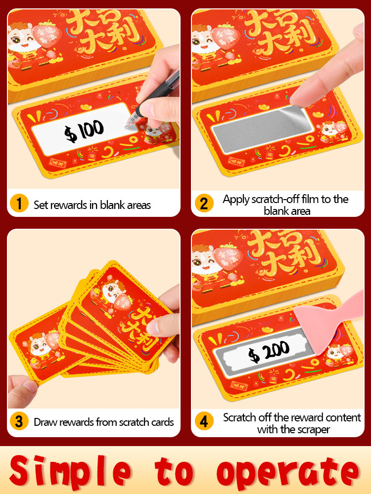 2026 New Year DIY Handwritten Scratch Card 120pcs Set Children Reward ...