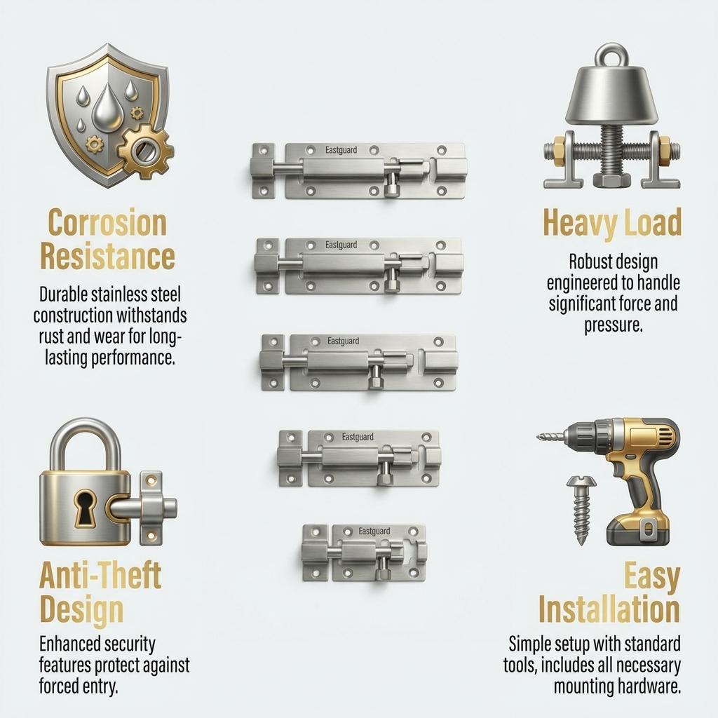 BESTGUARD 201 SS Sliding Door Bolt Latch 2-6in Heavy Duty Rustproof ...