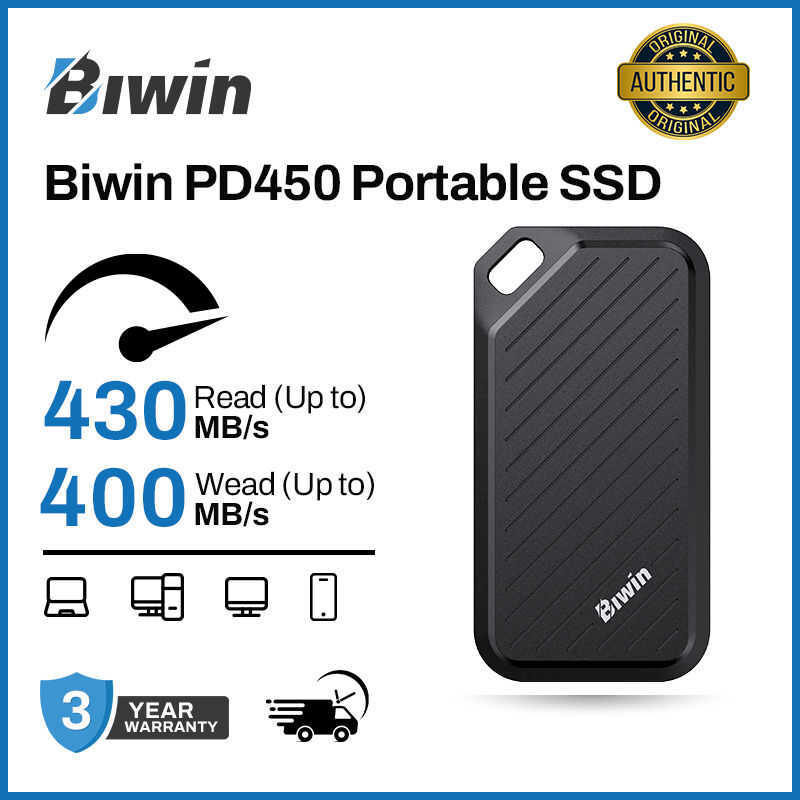 BIWIN Pd450 External SSD 500Gb, 3.2 Gen1, USB C Portable Solid State ...