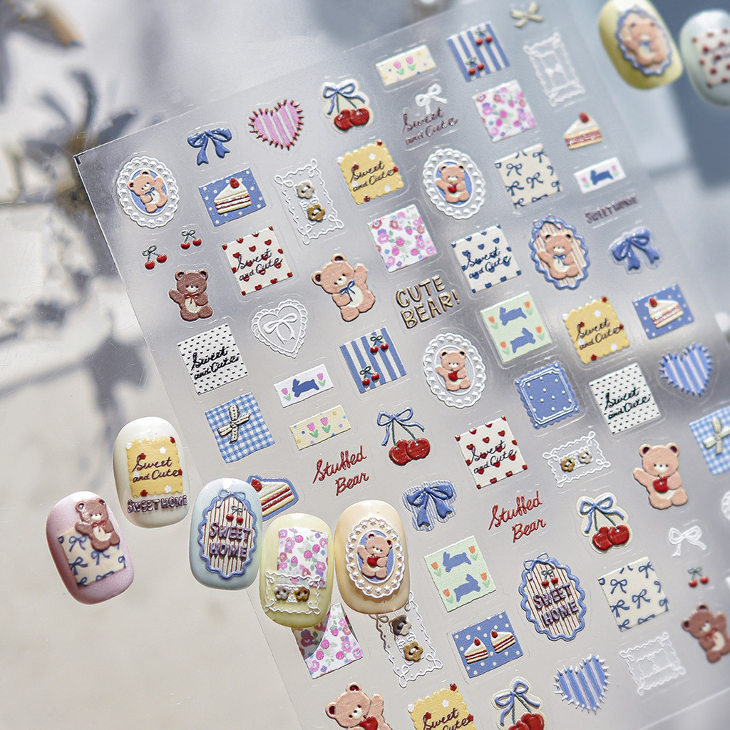 HAMA NAIL Wholesale 5D Embossed Nail Stickers, Including Cartoon Bear ...