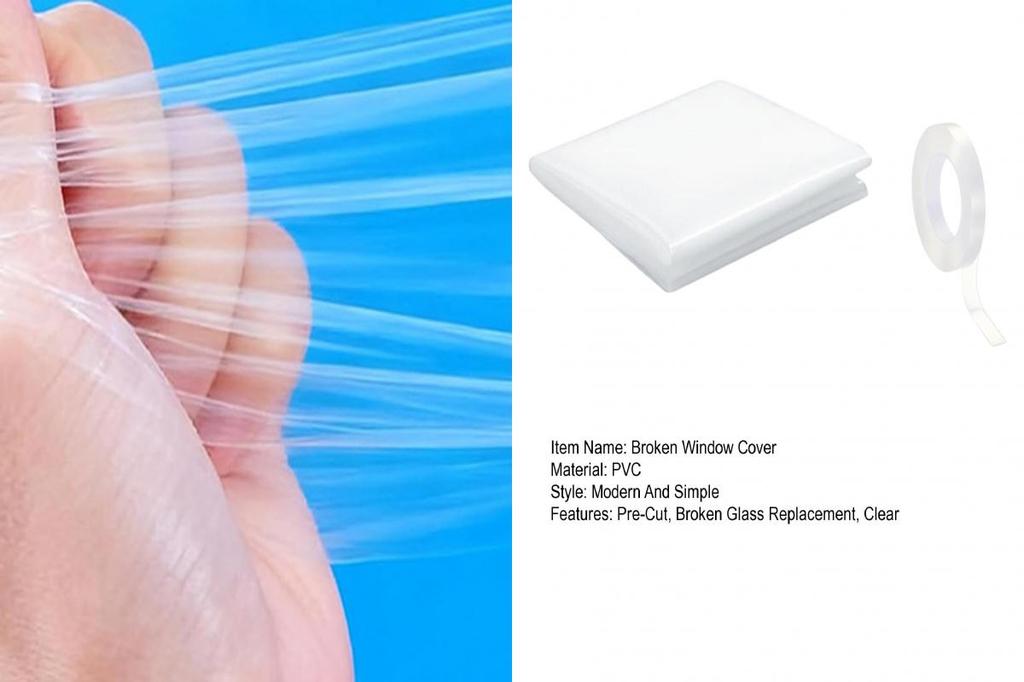 Pvc Window Cover Car Window Repair Film Broken Window Cover with Double ...