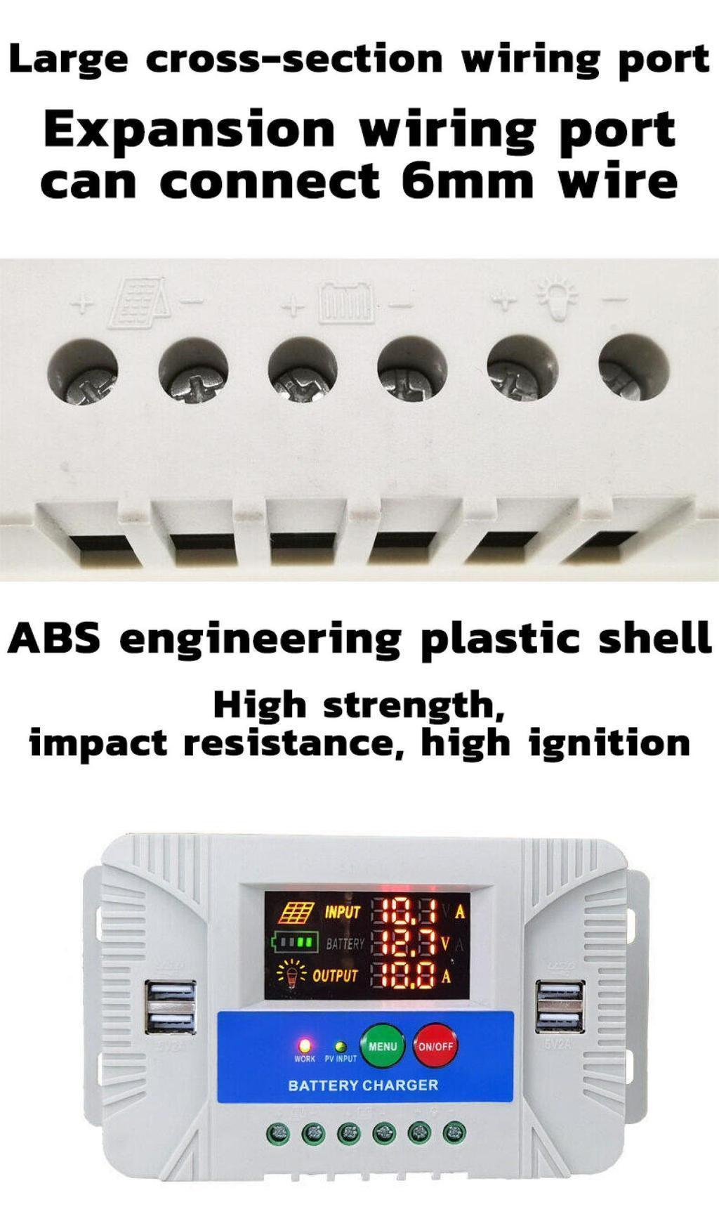 Charge Controller 60A 30A 20A 12V 24V Auto LCD Dual USB Smart Regulator ...
