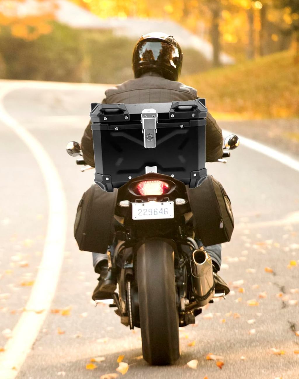 NEW 45/55/65L Motorcycle Alloy Top Box Compartment Storage Box with ...
