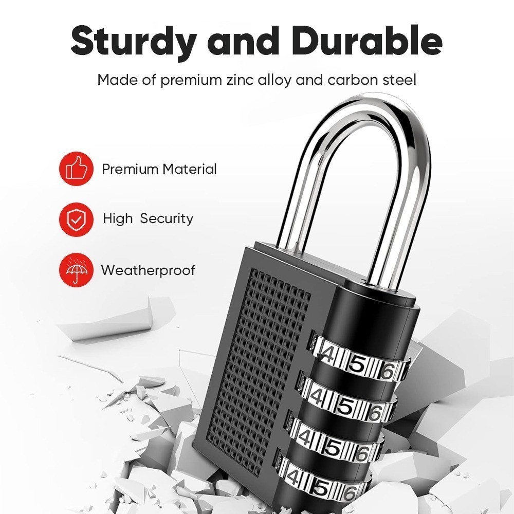 Mini Lock Resettable 3-4 Digits Number Code Padlock Combination Padlock ...