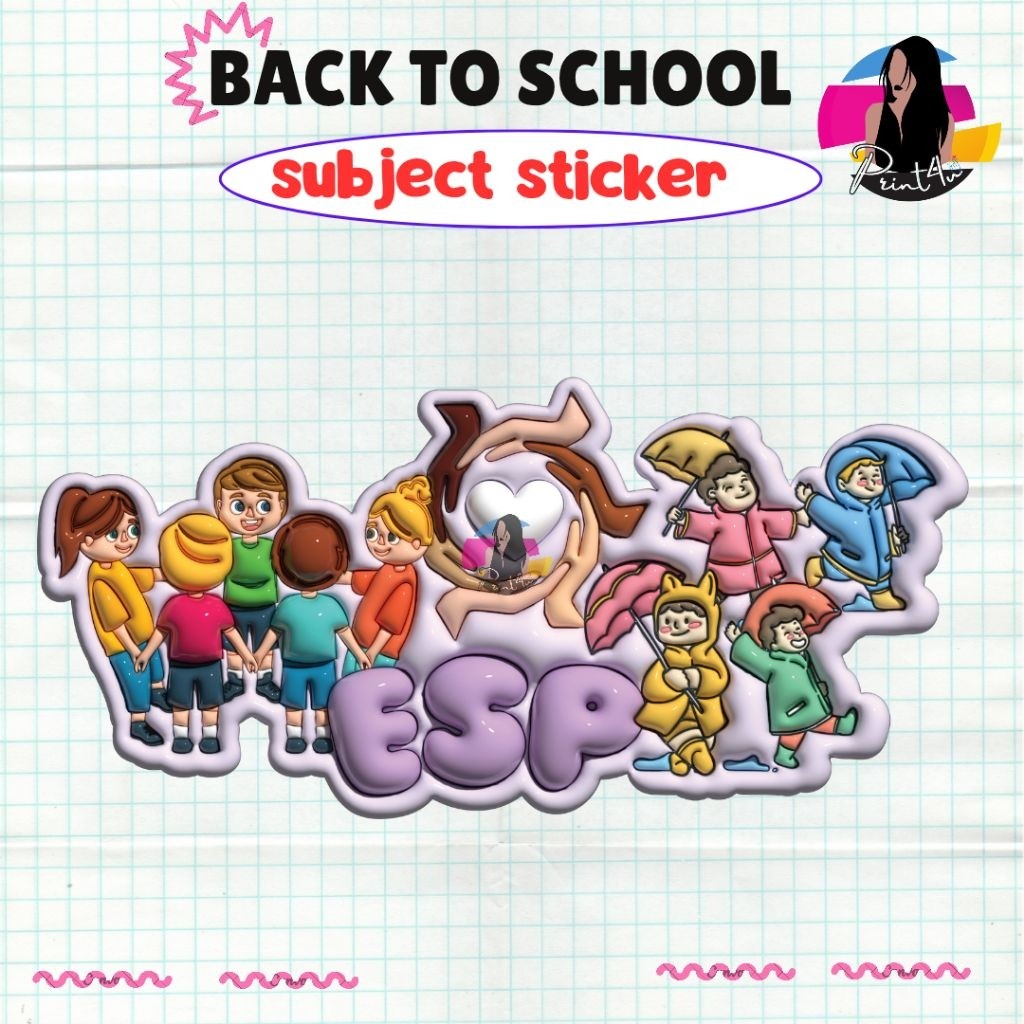 sticker subject 3D style effect - subject label student notebook - cute ...