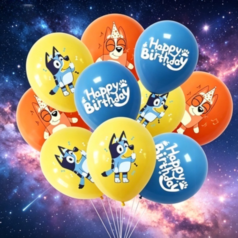 18 Pieces Bluey Themed Balloons Kids Birthday Party Decoration Bluey ...