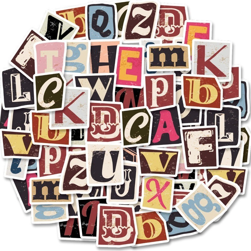 300pcs Alphanumeric Stickers Retro Uppercase Lowercase English Letters ...