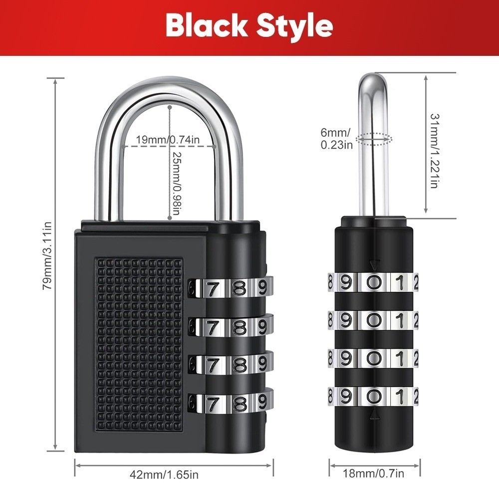 Mini Lock Resettable 3-4 Digits Number Code Padlock Combination Padlock ...
