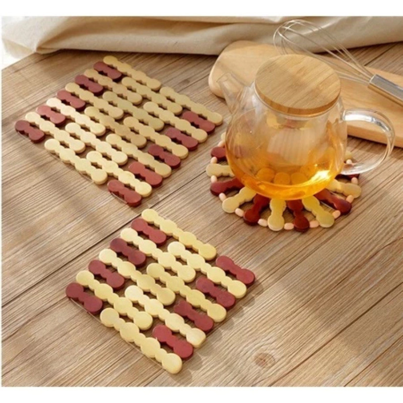 Multipurpose Bamboo Wooden Heat Pad Table Mat Heat Insulation Pot ...
