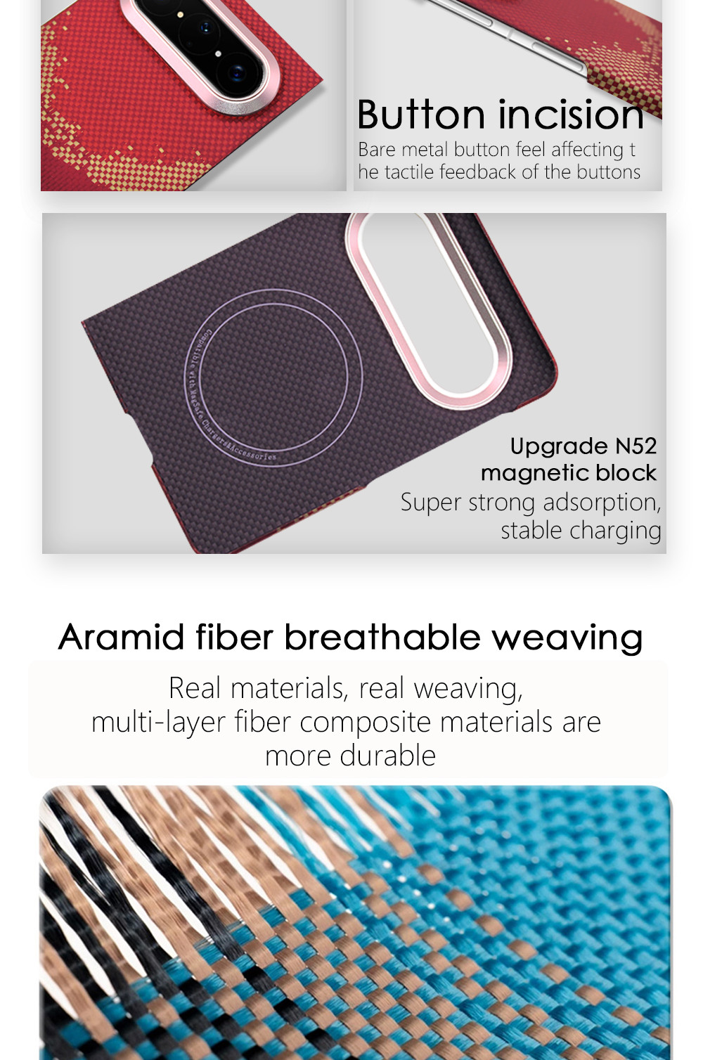 Aramid Fiber Phone Case for Huawei Pura X Max, Ultra Slim Lightweight ...