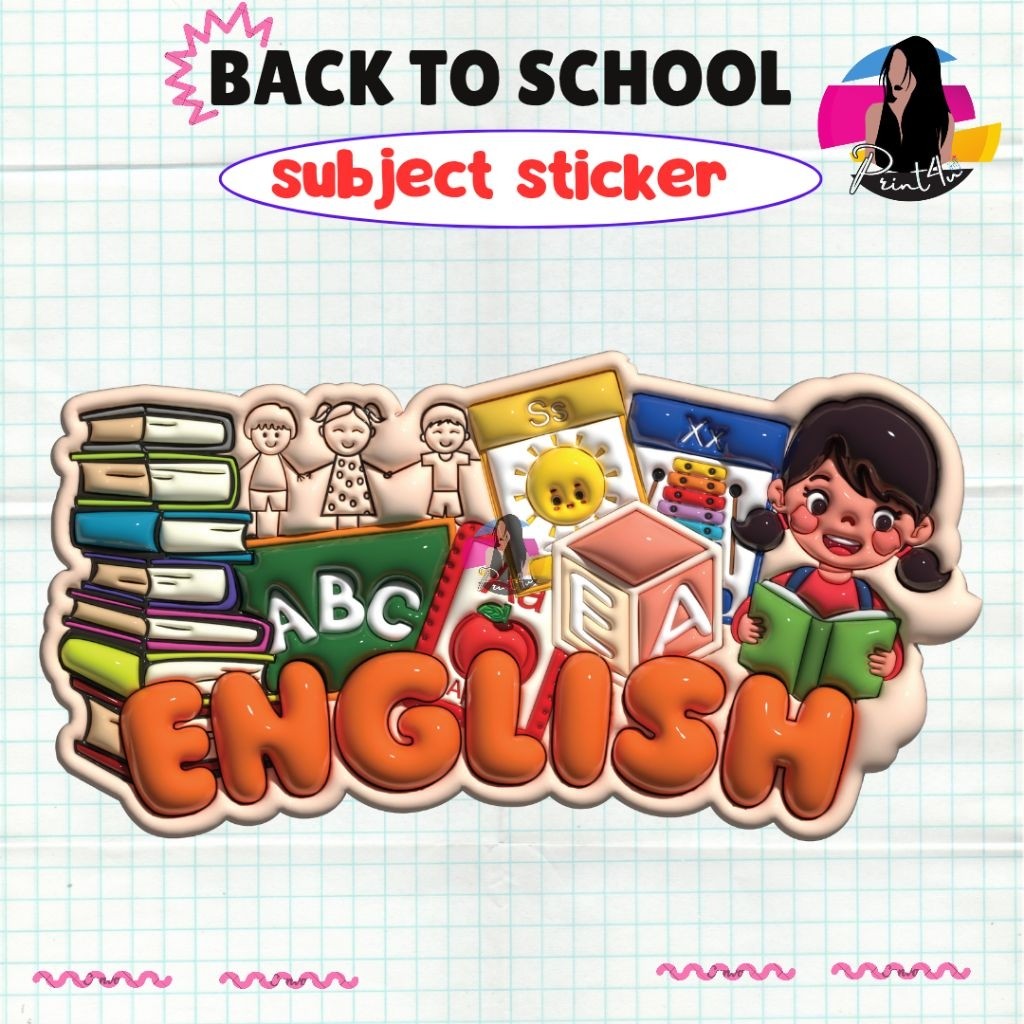 sticker subject 3D style effect - subject label student notebook - cute ...