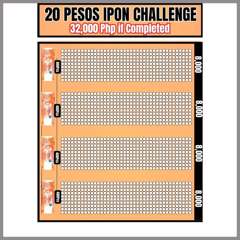 Ipon Chart Guide Sticker Label Peso Sense Ipon Challenge & 1 Bill ...