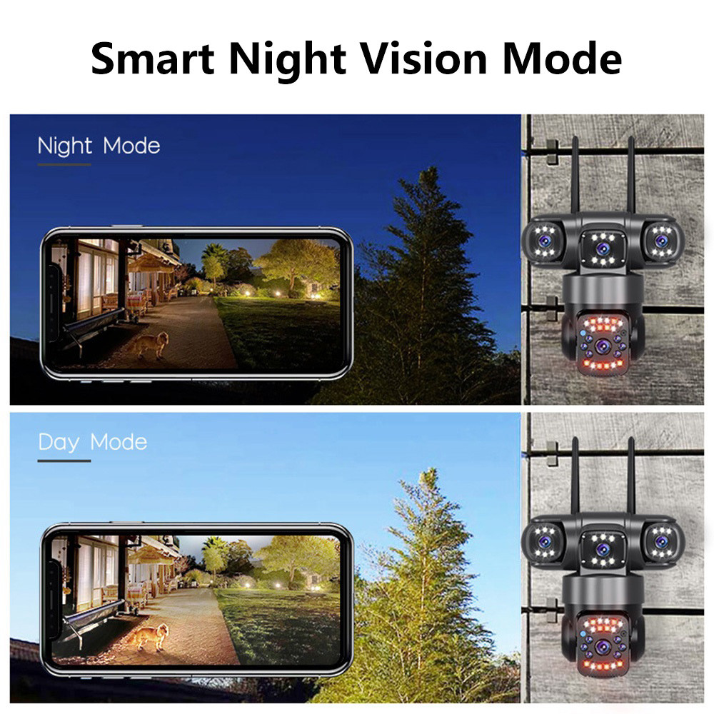 V380 PRO Three Lens CCTV Camera 4K 6MP Outdoor Waterproof PTZ Wireless ...