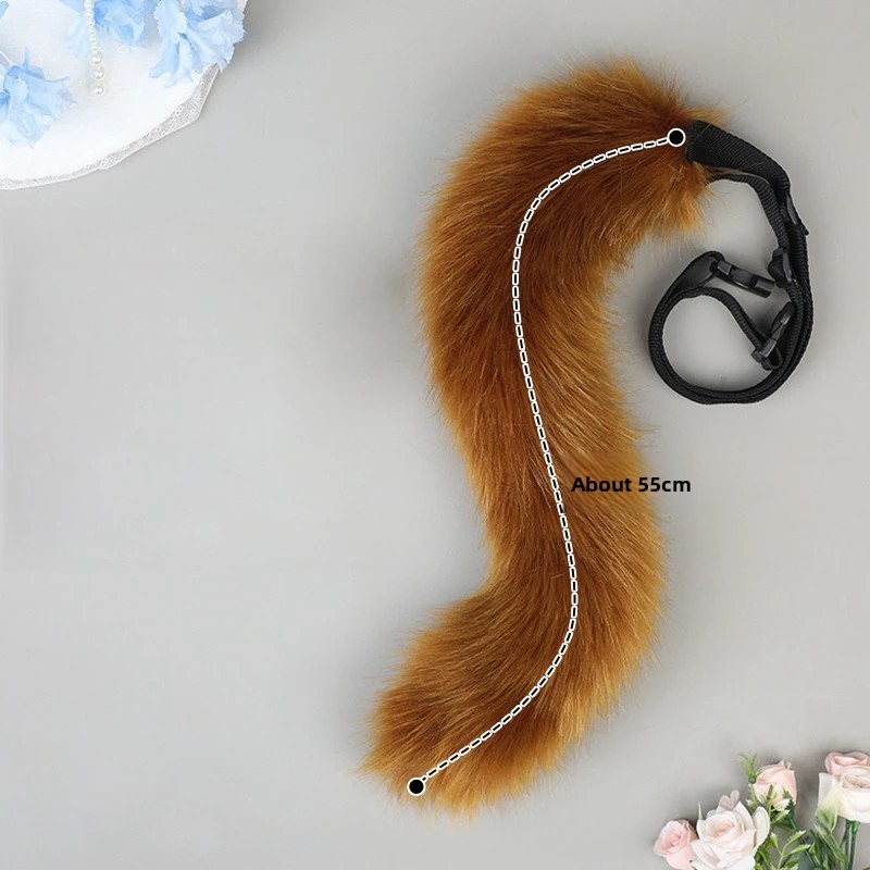 55CM Faux Fur Cat Tail Anime Cosplay Costume Props Furry Fox Wolf Dog ...