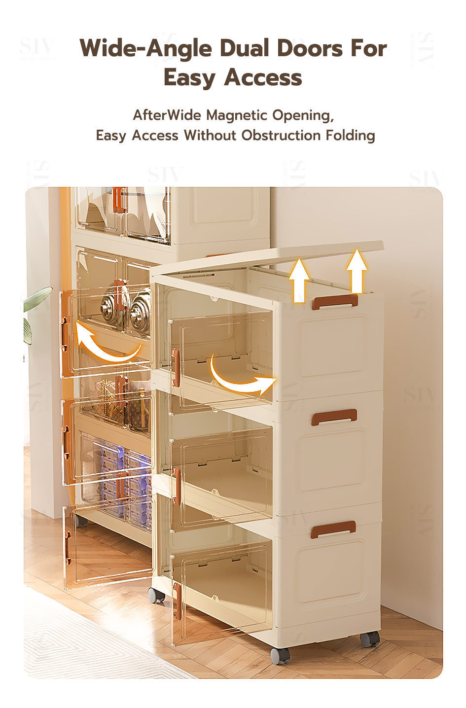 Homet 40-60cm Plastic Folding Storage Cabinet Organizer Foldable Gap ...