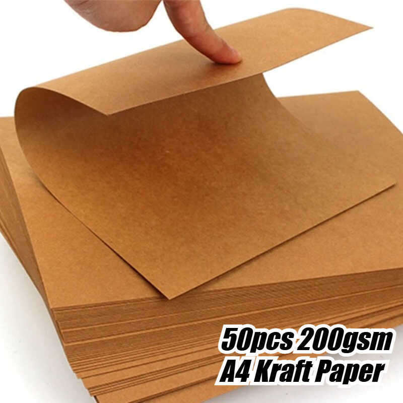 50Pcs 200Gsm A4 Brown Kraft Packing Paper Recycled Material Wrapping ...