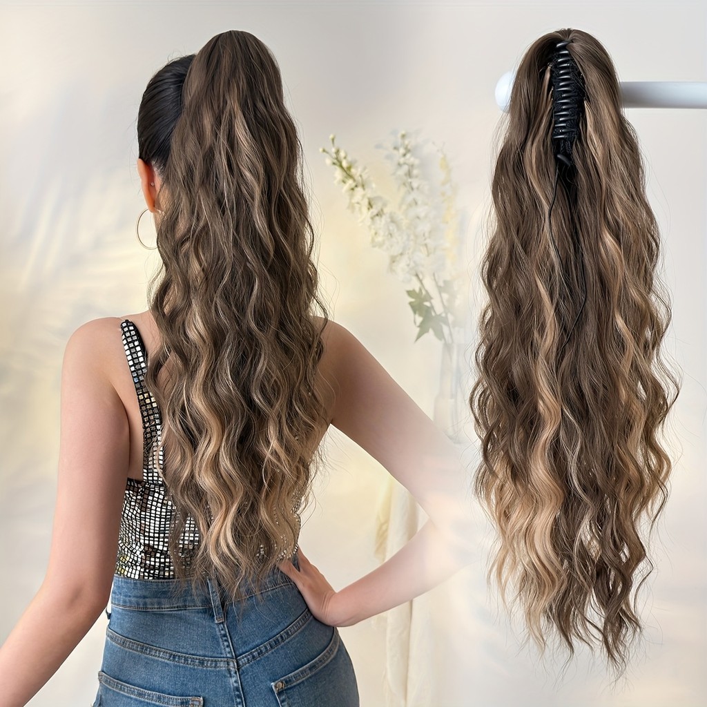 61cm/24inch Long Curly Hair Wig Clip Ponytail Wig For Woman Hair Wig ...