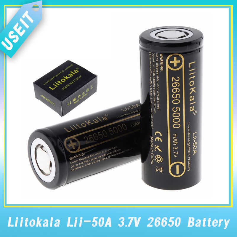 100% Original Litokala Lii-50A 26650 5000Mah Li-Ion 3.7V Rechargeable ...