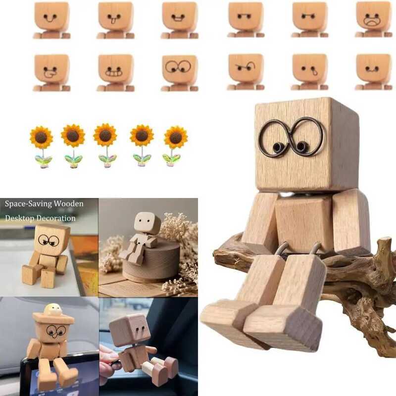 Swaying Little Wooden Figure With Spring Leg Car Dashboard Ornament Air ...