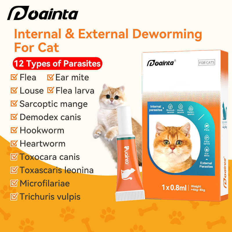 PUAINTA 2-In-1 Internal & External Deworming For Cat Anti Flea Ear Mite ...
