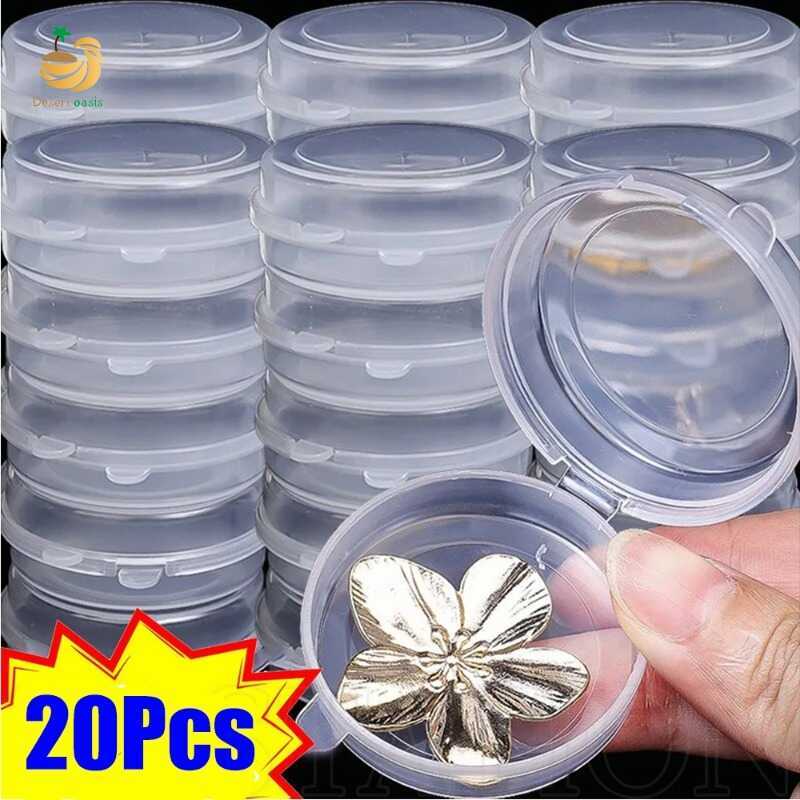 20Pcs Mini Transparent Storage Box Round Plastic Containers for Beads ...