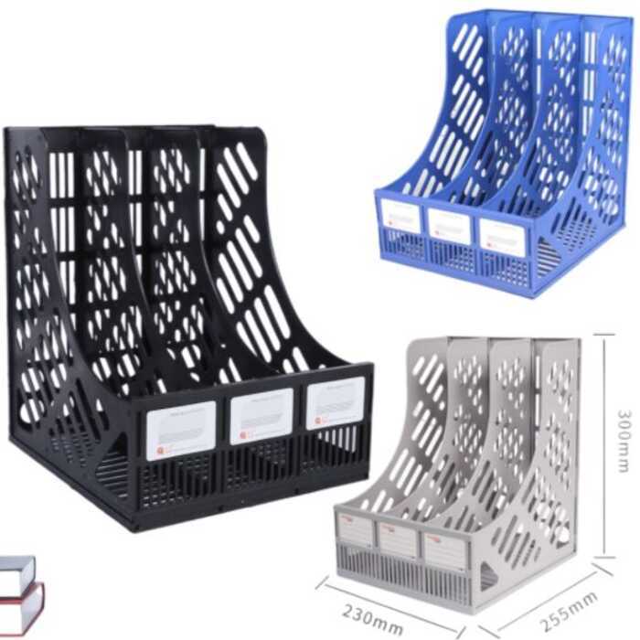Organizer Office Supplies Box Triple Plastic Basket / Three-Column File ...