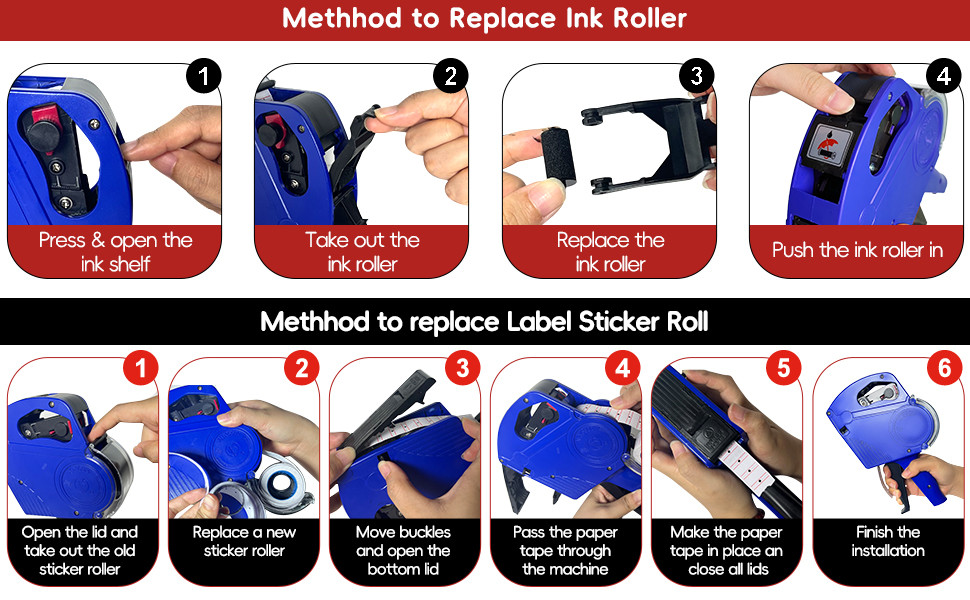 2-Pack Label Gun Pricing Tag Machine with Inker Rollers and Price ...