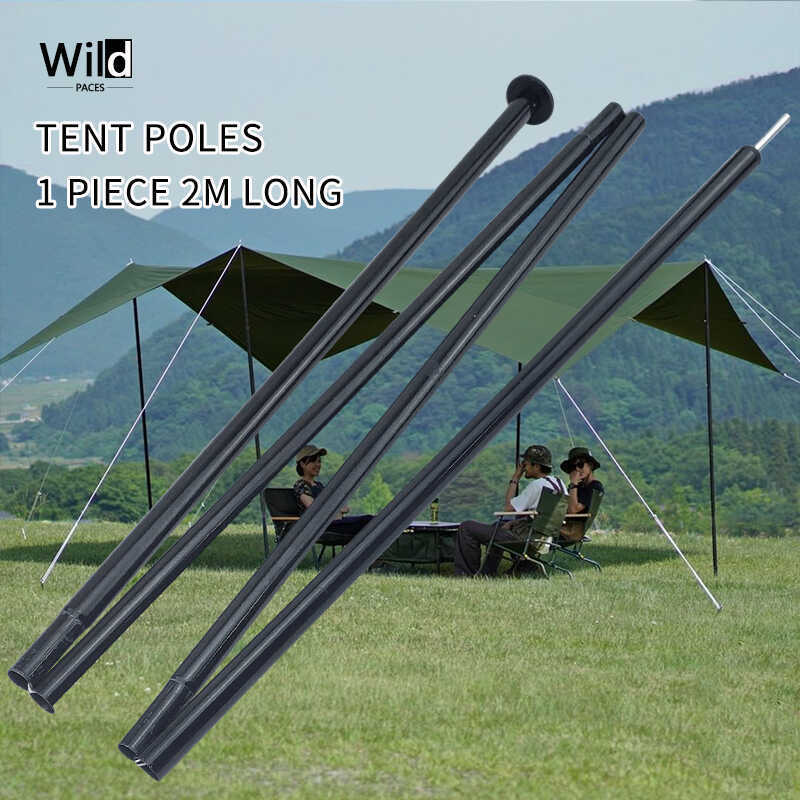 Tarp Poles Flysheet Waterproof Hiking 1 Piece 2M Long Camping Black ...