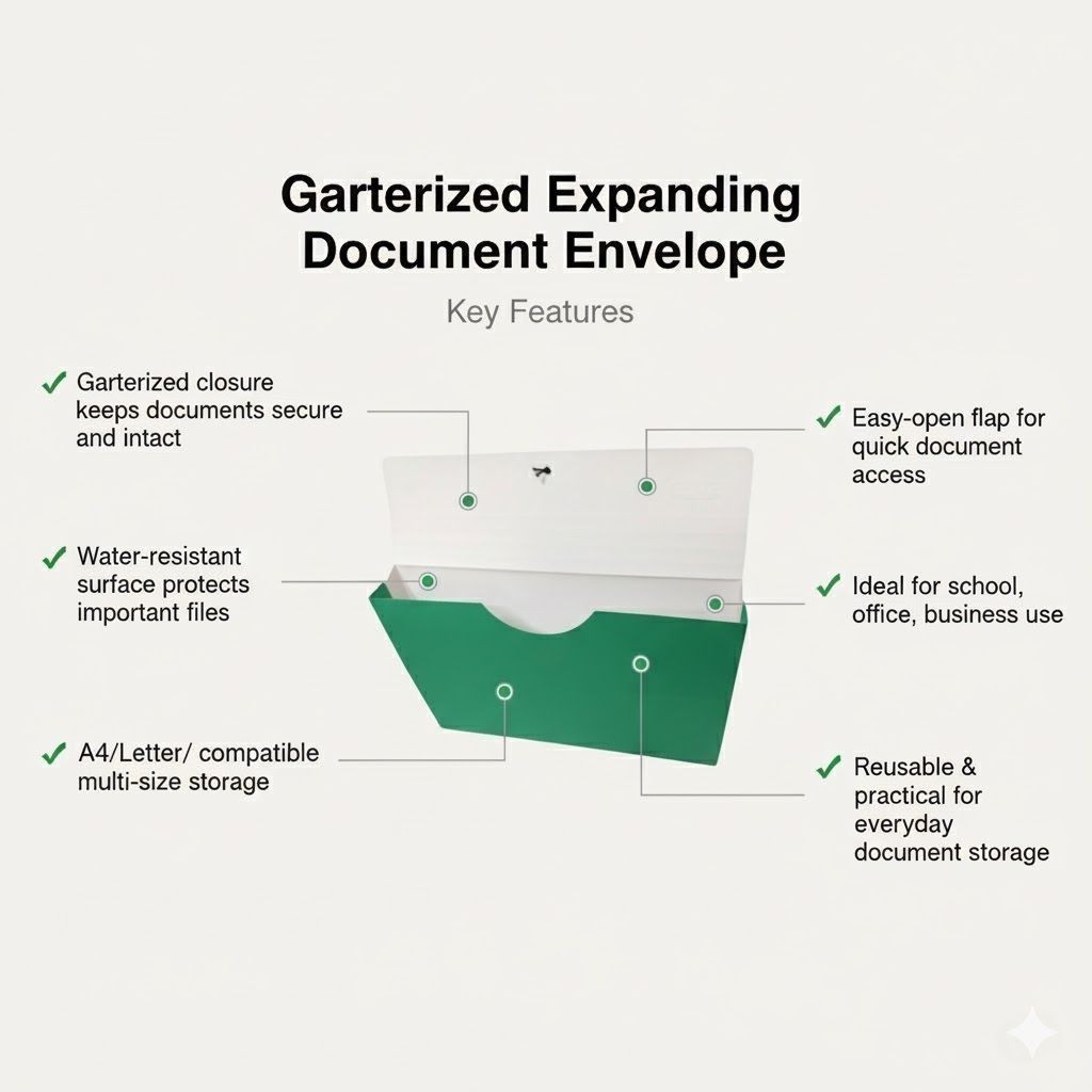 ERC Heavy Duty Expanding Envelope A4 Legal Long Garter Folder Secure ...