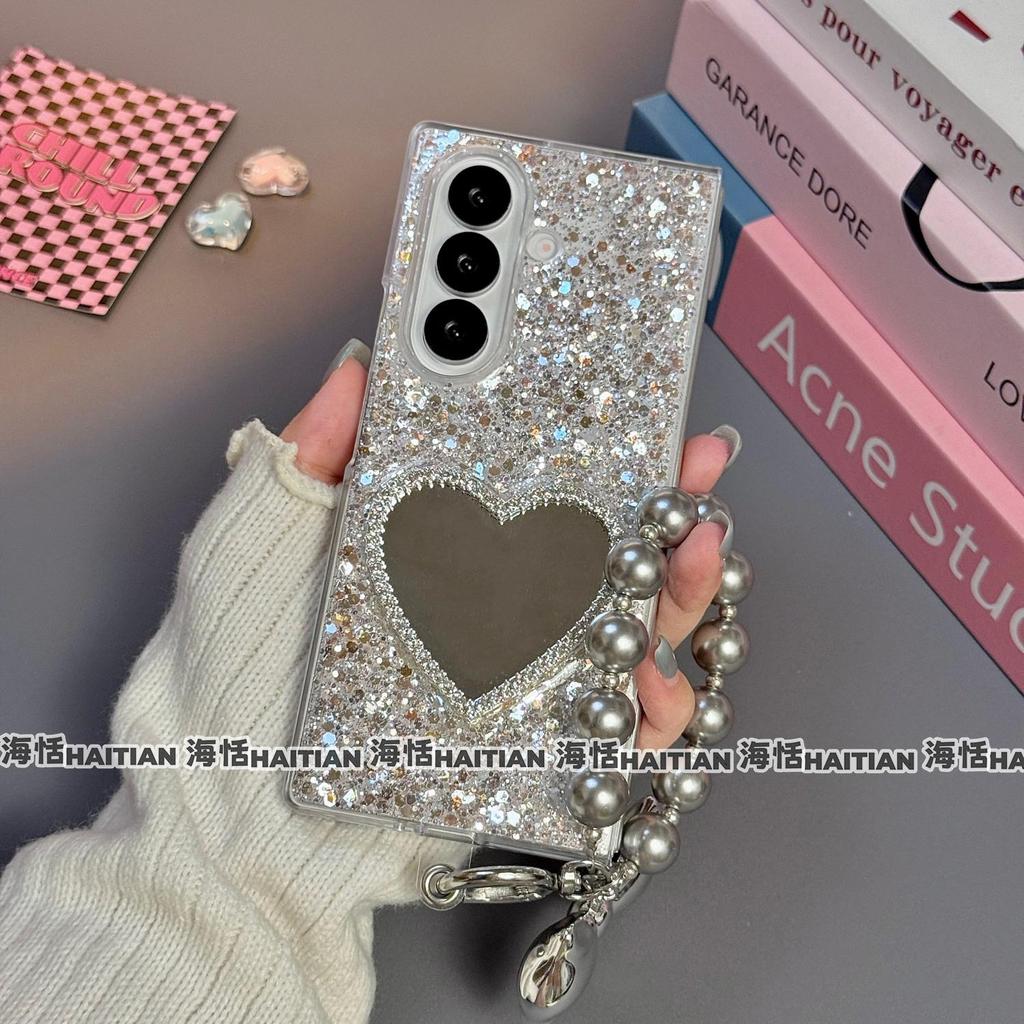 Fashion Sparkling Diamonds Ai Xin Mirror Bracelet Phone Case Suitable ...